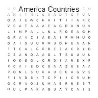 Play or print the free America Countries Word Search game | Oh My Dots!