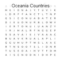 Play or print the free Oceania Countries Word Search game | Oh My Dots!