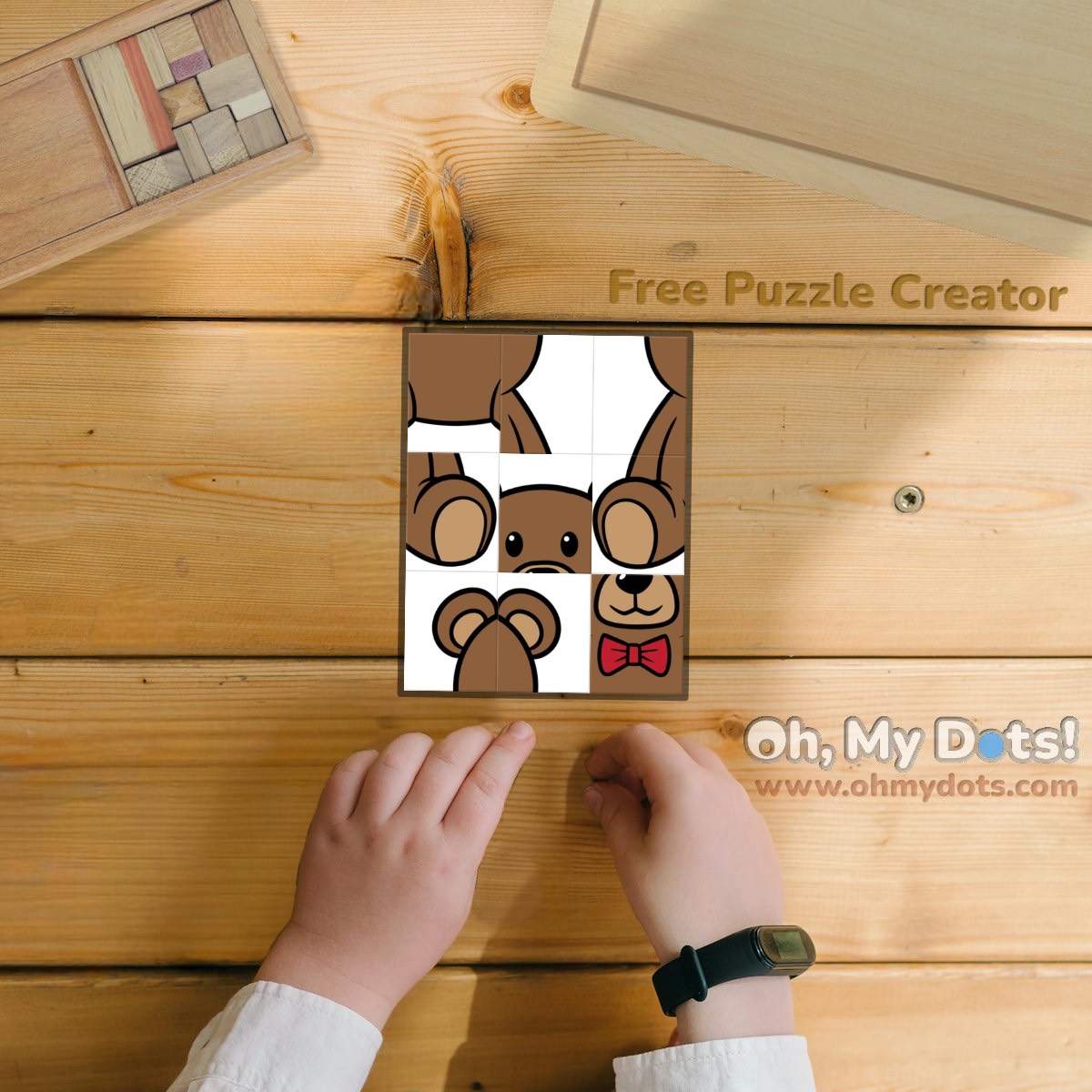 Play or print the free Teddy bear Picture Puzzle game | Oh My Dots!