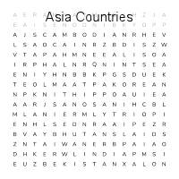 Play or print the free Asia Countries Word Search game | Oh My Dots!
