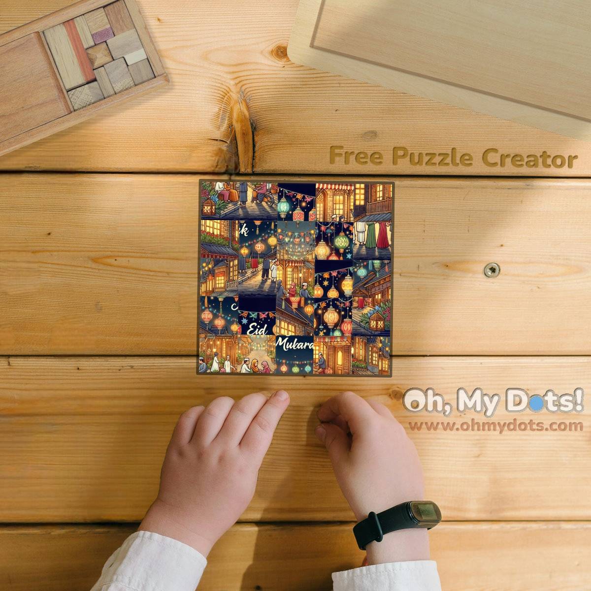 Play or print the free Eid Mubarak Picture Puzzle game | Oh My Dots!