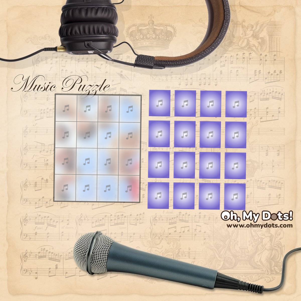 Play the free Army random game Music Puzzle game | Oh My Dots!