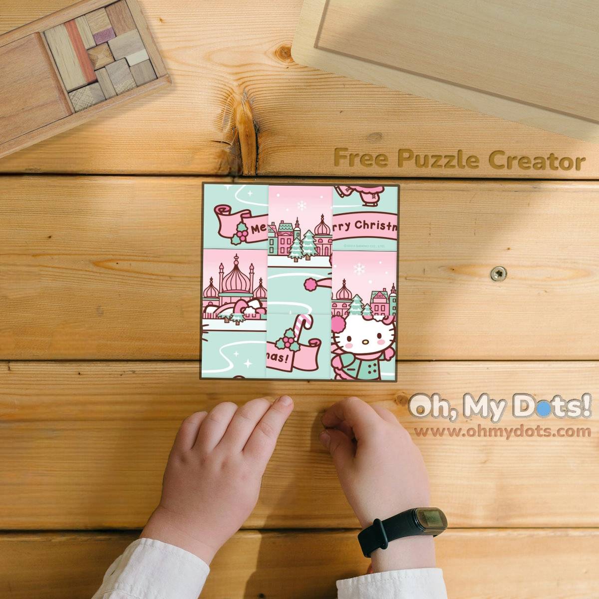 Play or print the free Kitty navidad Picture Puzzle game | Oh My Dots!