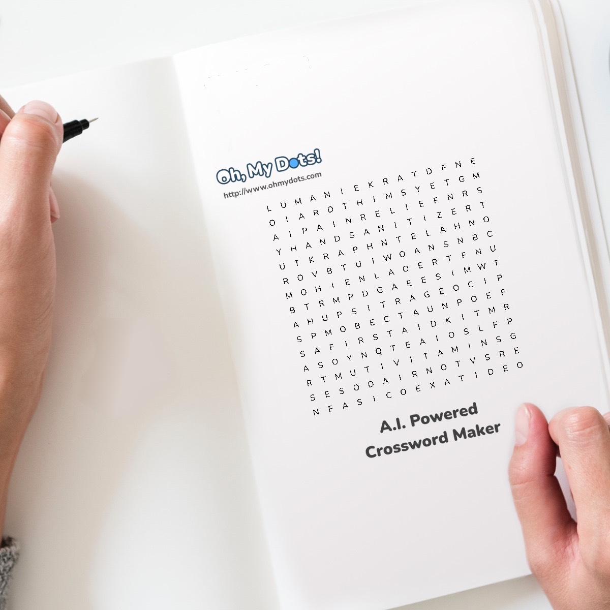 Joue ou imprime le jeu gratuit des Mots Cachés Word search | Oh, my Dots!