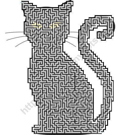 Play or print the free Black Cat Maze game | Oh My Dots!