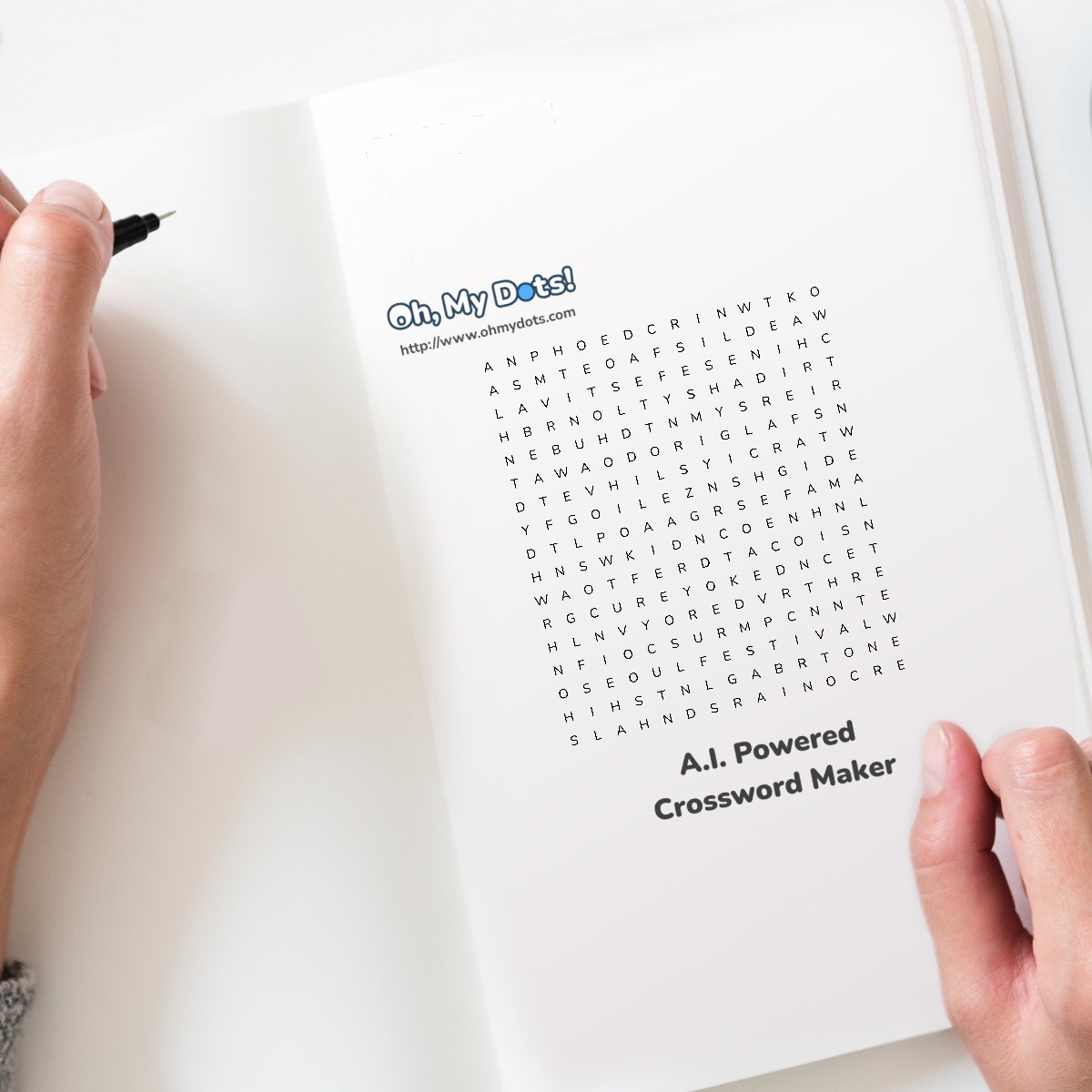 Jouez ou imprimez le jeu gratuit des Mots Cachés Word search | Oh, my Dots!